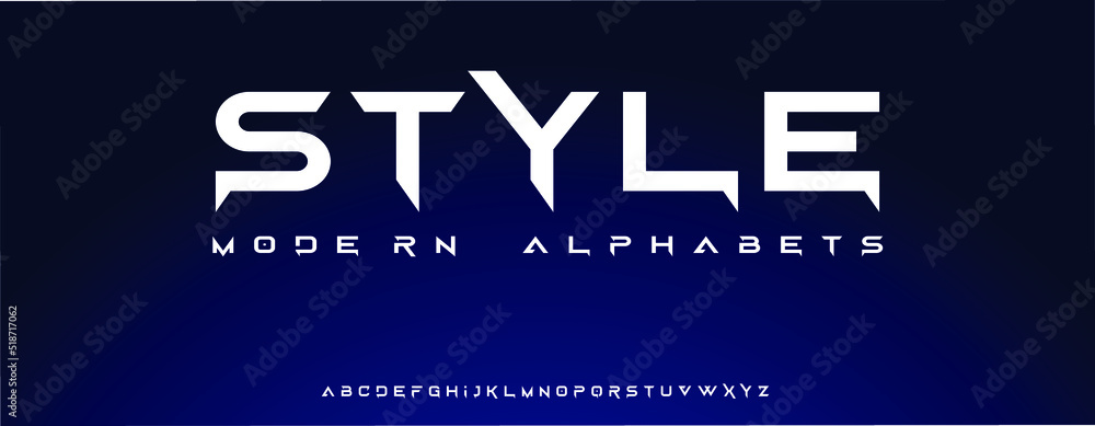 STYLE Tech Modern Alphabet Letter Font. Typography luxury style fonts ...