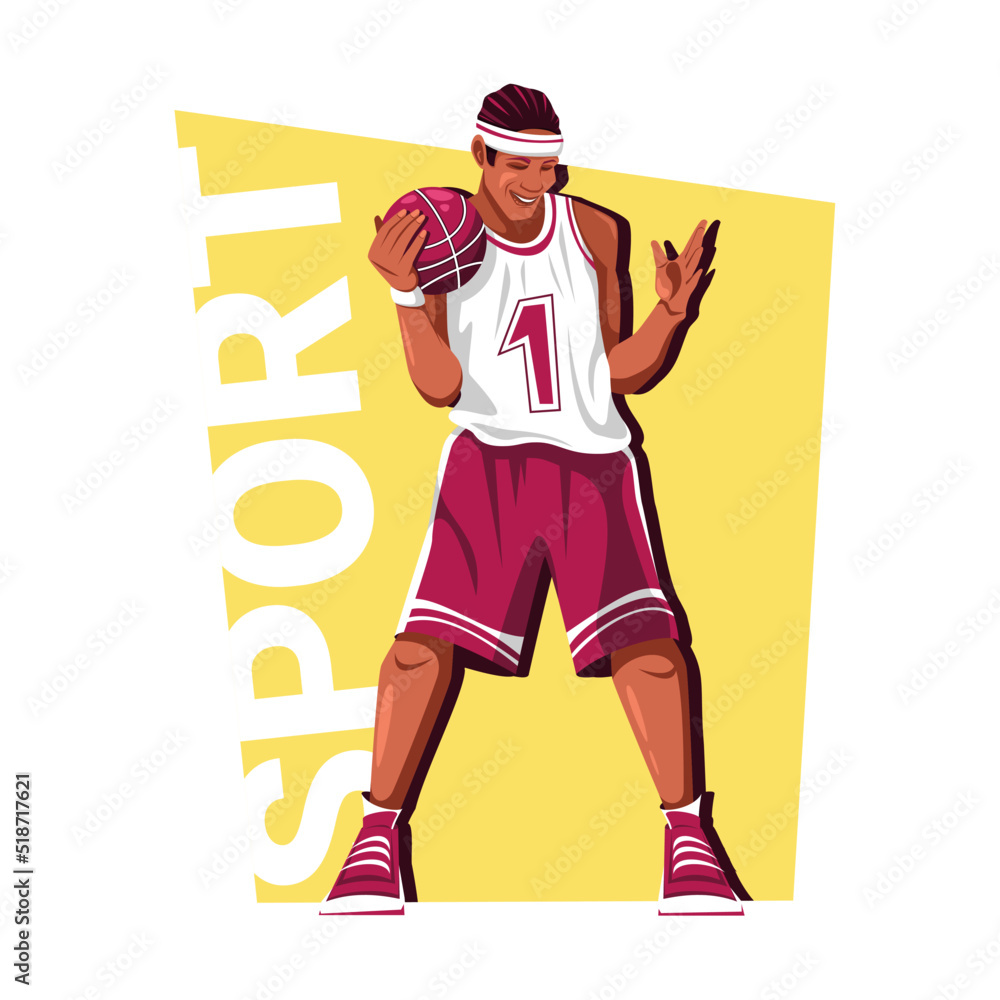 Cartoon basketball player. Vector illustration. Stock Vector | Adobe Stock