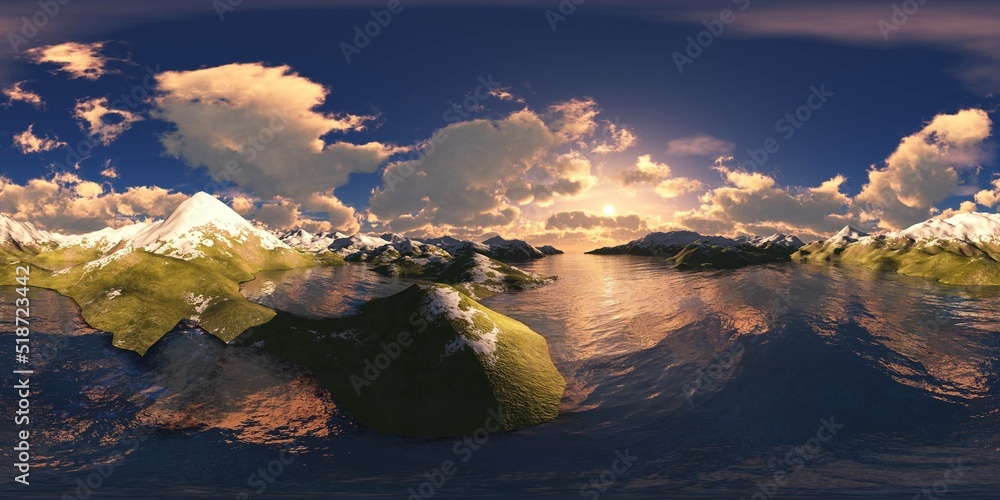 archipelago, sea bay, HDRI, environment map , Round panorama, spherical ...