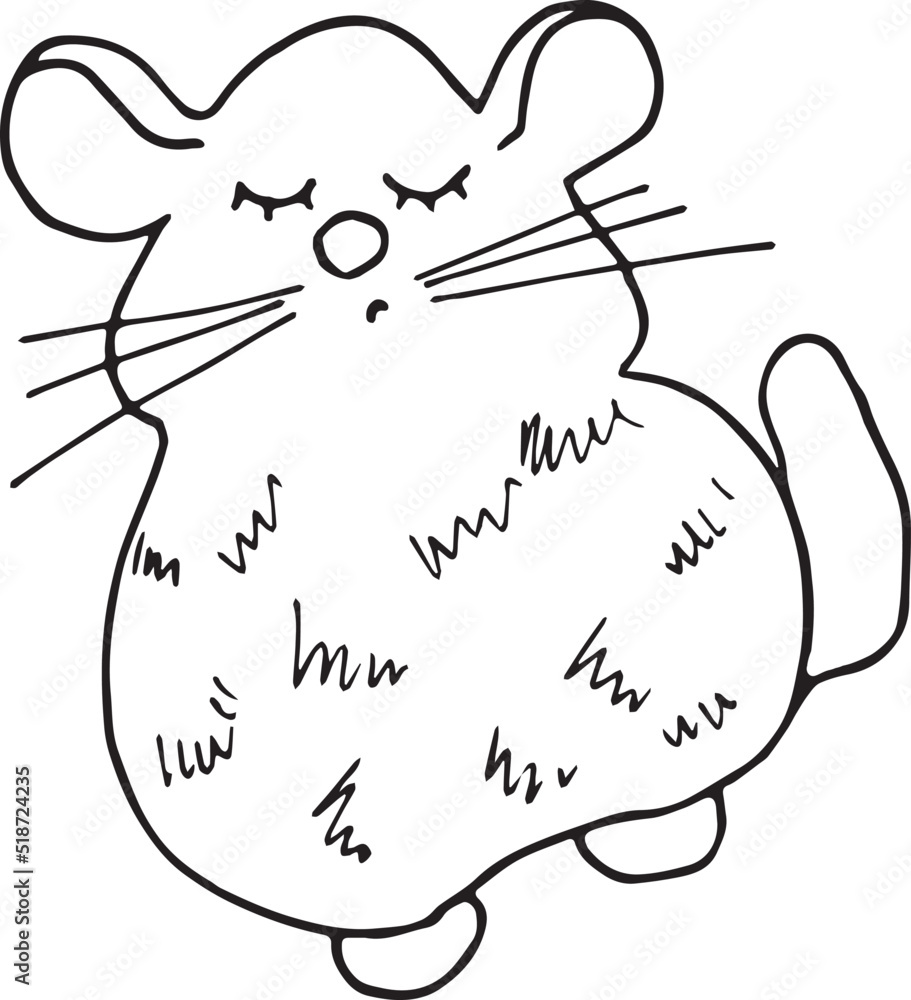 Cute jerboa illustration. Hand-drawn doodles illustration. Line art ...