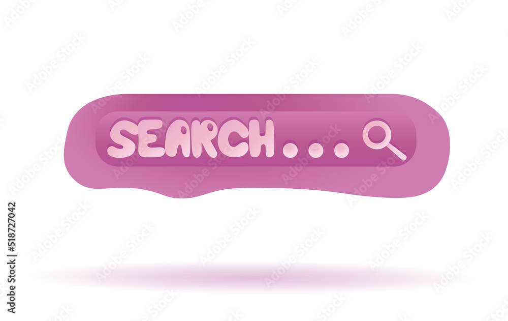 cartoon style purple bubble gum search bar, 3d rendering, white ...