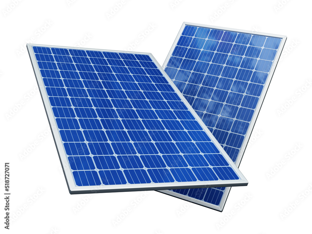 Photovoltaic solar panels isolated on white background. 3D illustration ...