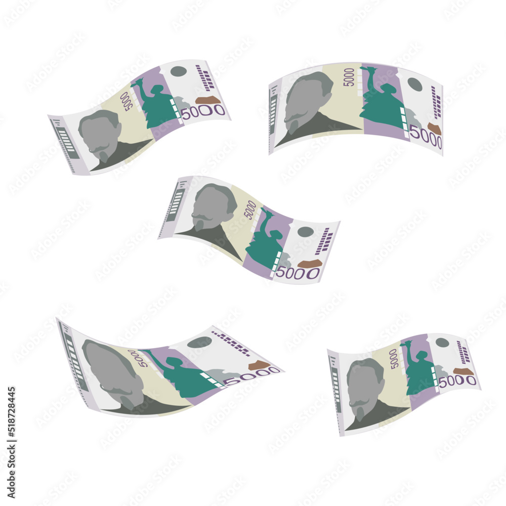 Serbian Dinar Vector Illustration. Serbia, Kosovo money set bundle ...