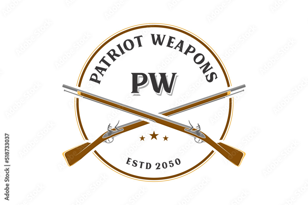 Military old rifle logo design symbol badge icon bullet firearm soldier ...