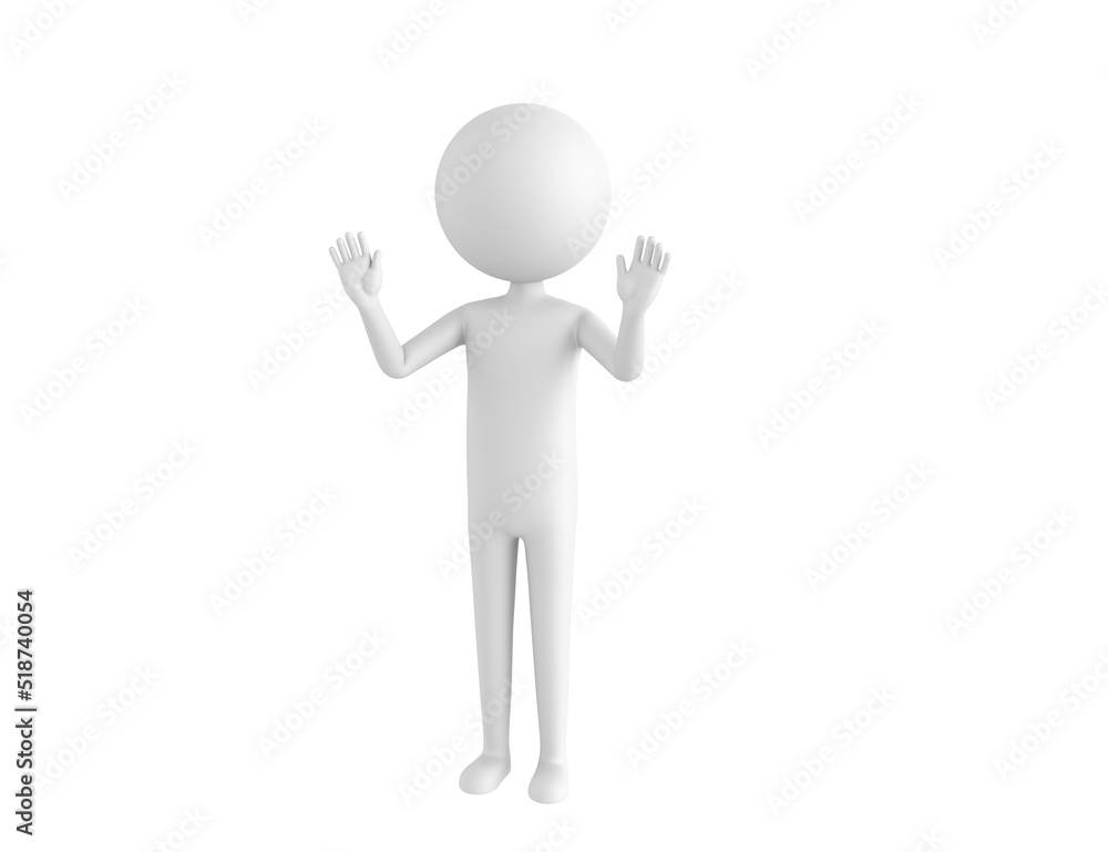 Stick Man character raising hands and showing palms in surrender ...