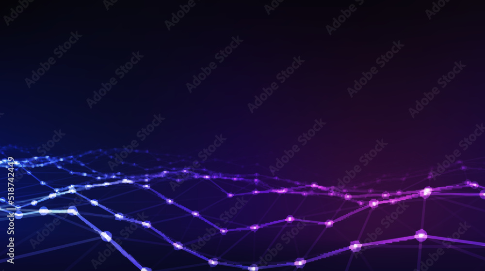 Futuristic moving wave. Digital background with moving glowing ...