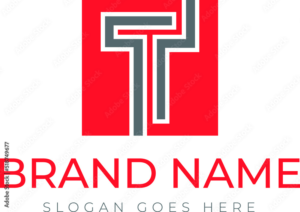 T Letter Logo Formed with Lines in a Square Stock Vector | Adobe Stock