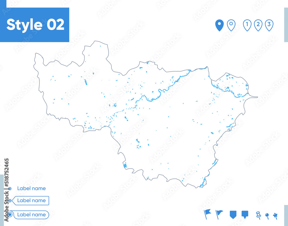 Vladimir Region, Russia - stroke map isolated on white background with ...