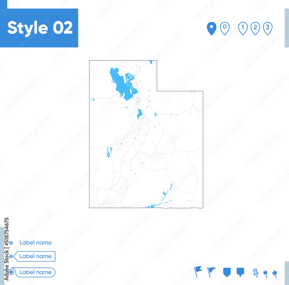Vecteur Stock Utah, USA - stroke map isolated on white background with ...