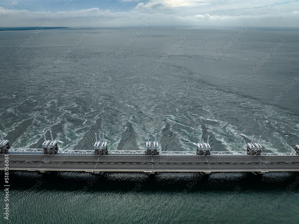 Storm Surge Barrier Bridge to Protect the Netherlands Mainland from ...