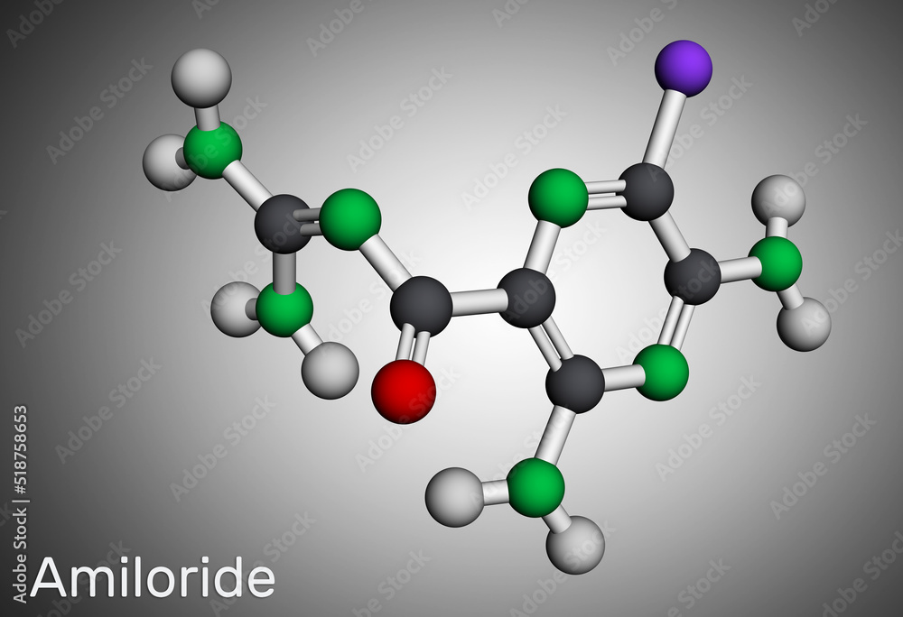 Amiloride molecule. It is pyrizine compound used to treat hypertension ...