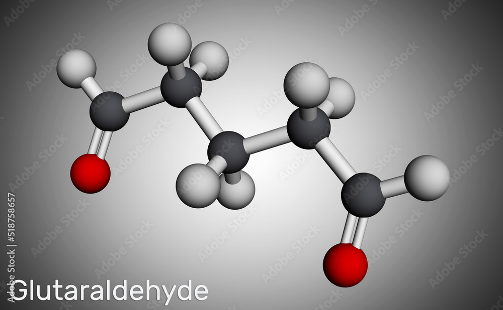 Glutaraldehyde, glutaral molecule. It is is used for industrial ...