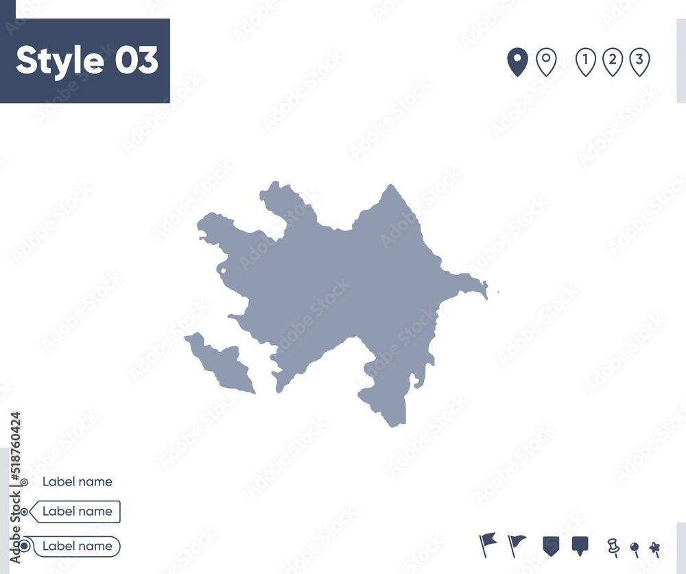 Fototapeta mapa świata dla dzieci Azerbaijan - map isolated on white ...