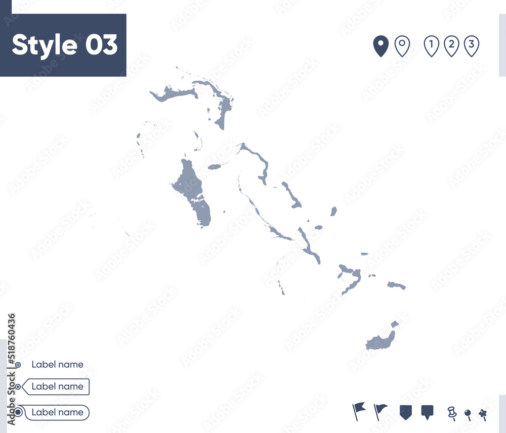 Bahamas - map isolated on white background. Outline map. Vector map ...