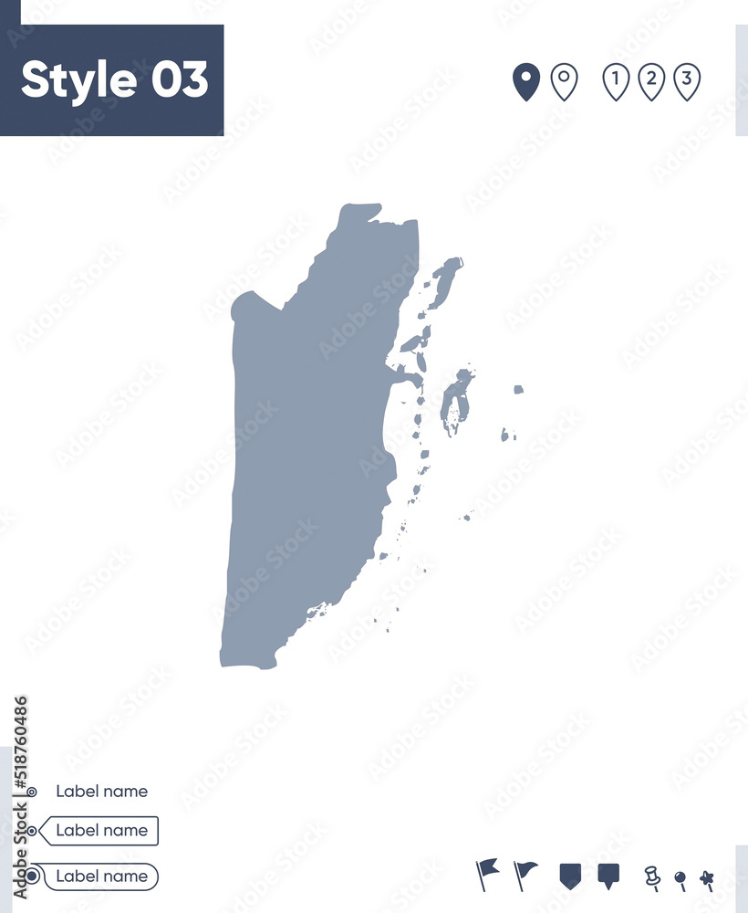 Belize - map isolated on white background. Outline map. Vector map ...