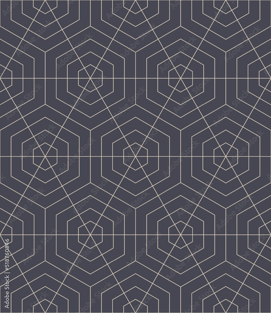 Geometric Hexagonal Grid Outline Seamless Pattern Vector Abstract ...