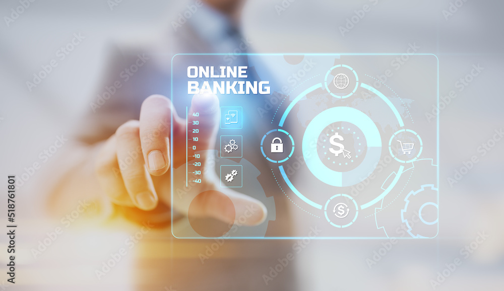 Online banking e-banking digital finance technology. Businessman ...