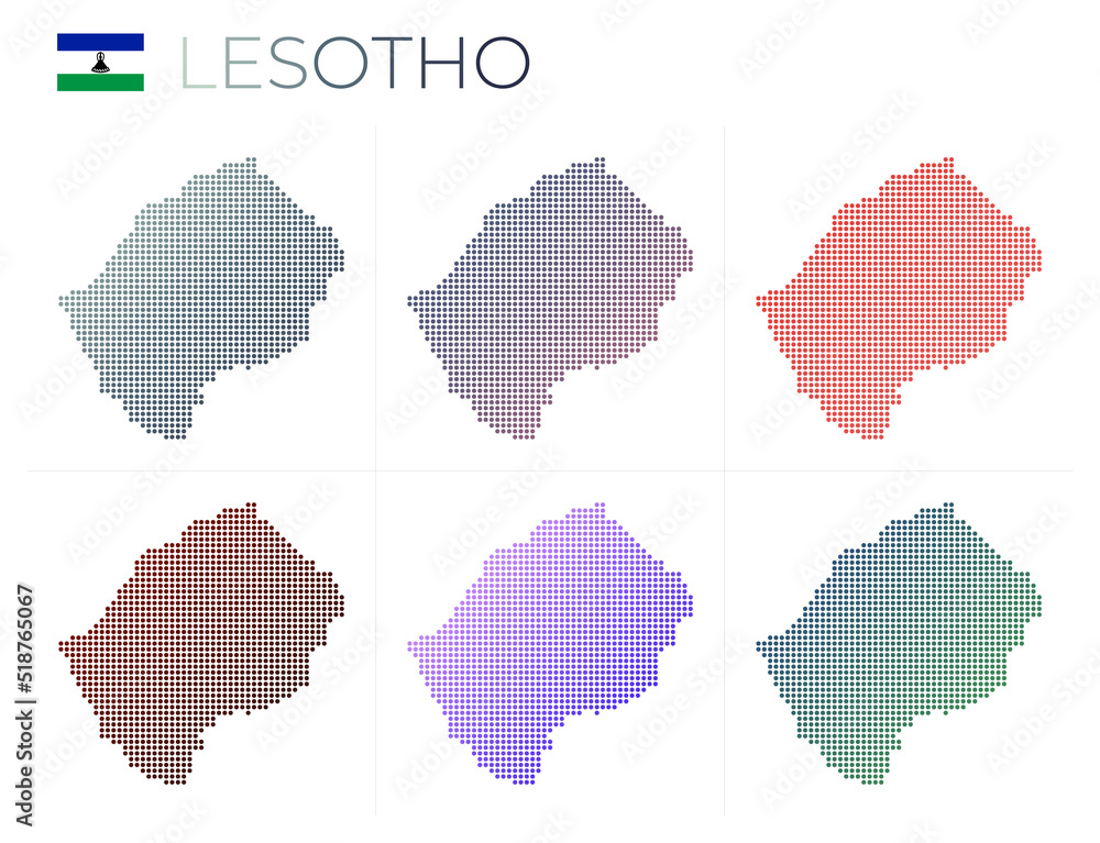 Lesotho dotted map set. Map of Lesotho in dotted style. Borders of the ...