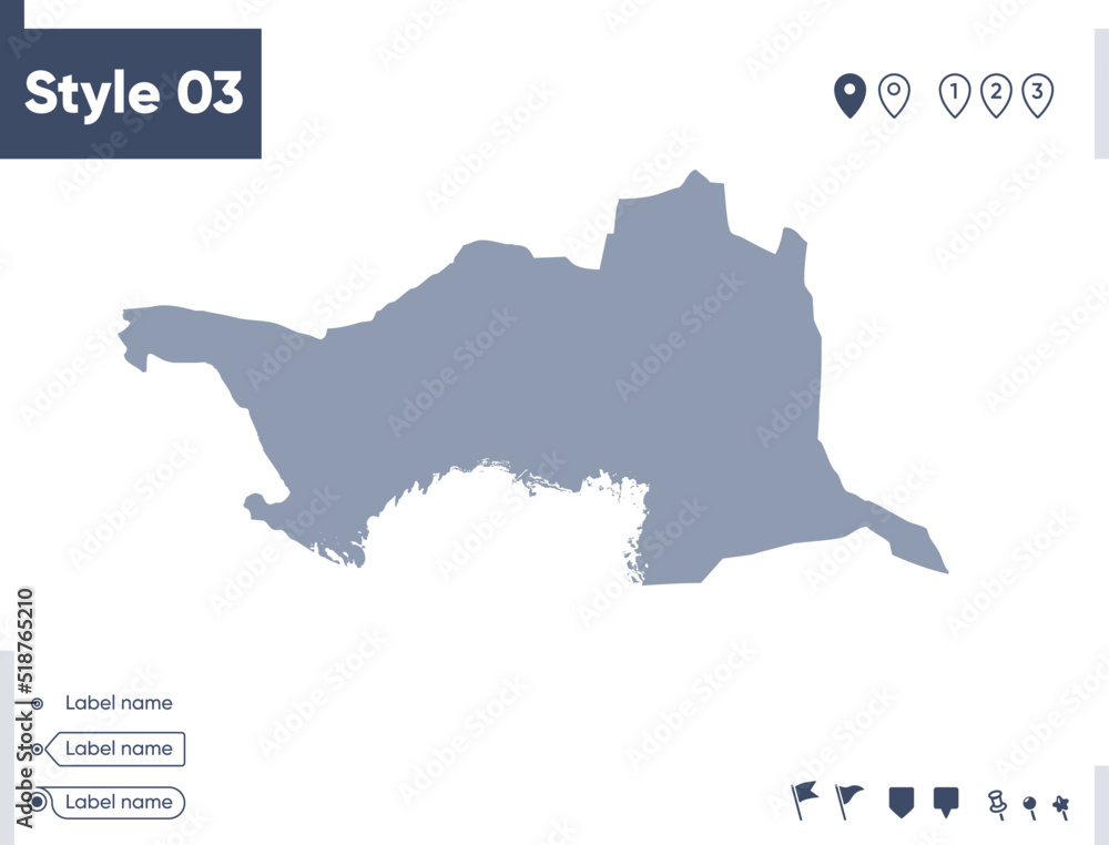 Atyrau, Kazakhstan - map isolated on white background. Outline map ...