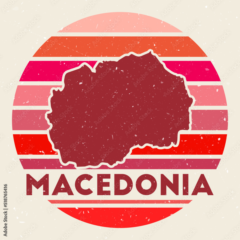 Macedonia logo. Sign with the map of country and colored stripes ...
