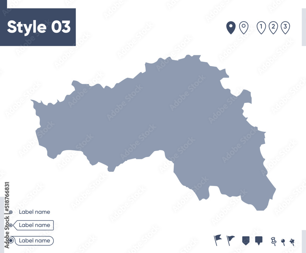 Belgorod Region, Russia - map isolated on white background. Outline map ...