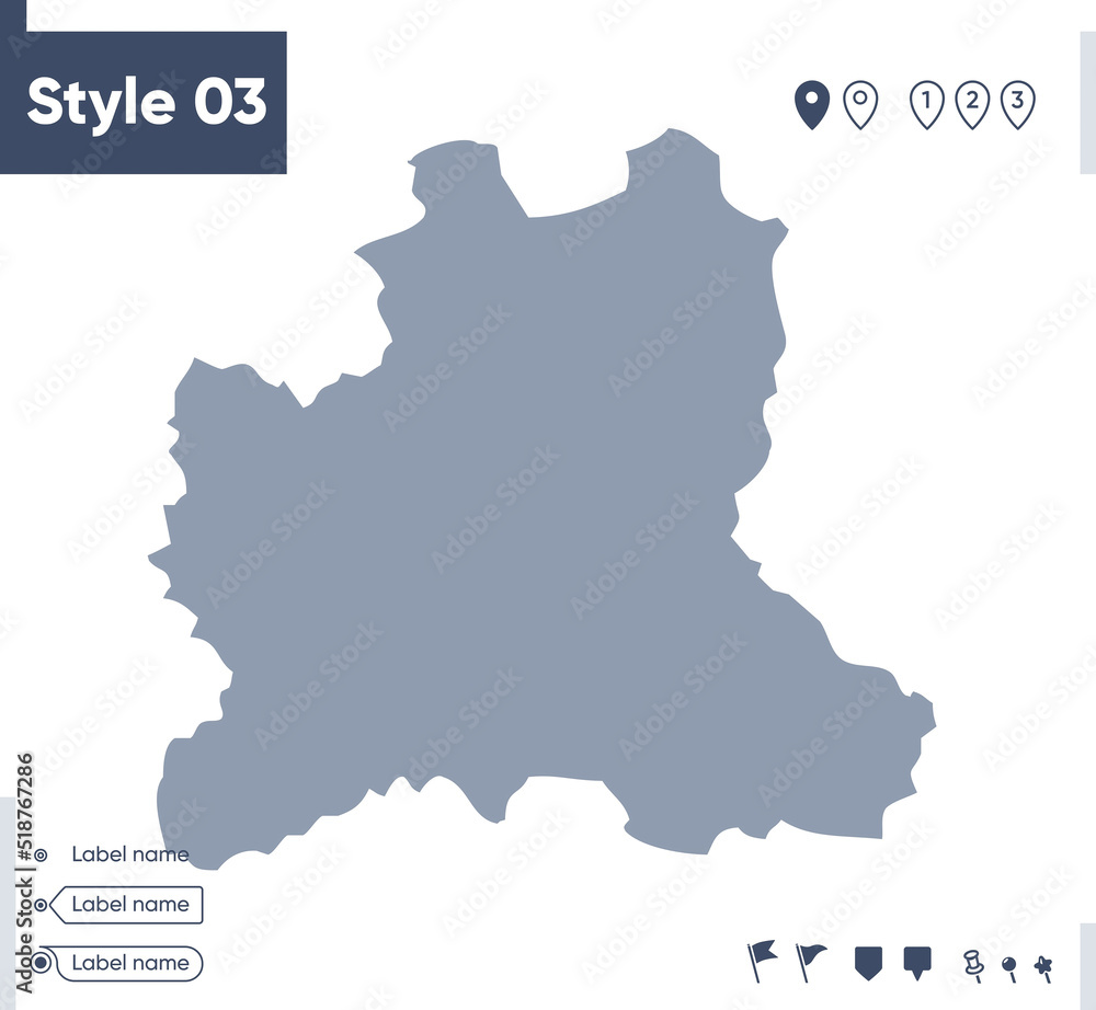 Lipetsk Region, Russia - map isolated on white background. Outline map ...