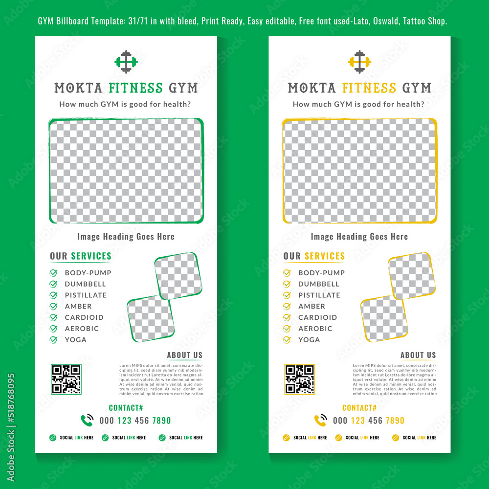 Fitness GYM Roll Up Signage Banner Template, Fitness / GYM Roll-up ...