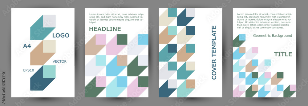 School notebook cover template collection A4 design. Modernism style ...