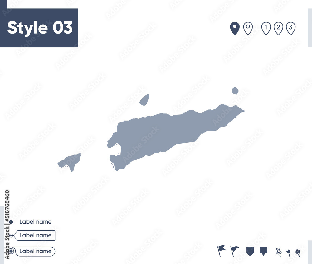 Timor Leste - map isolated on white background. Outline map. Vector map ...