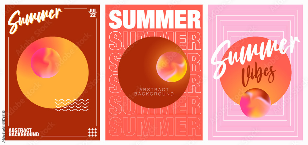 Summer vector cover poster set. Summer time fun concept design ...
