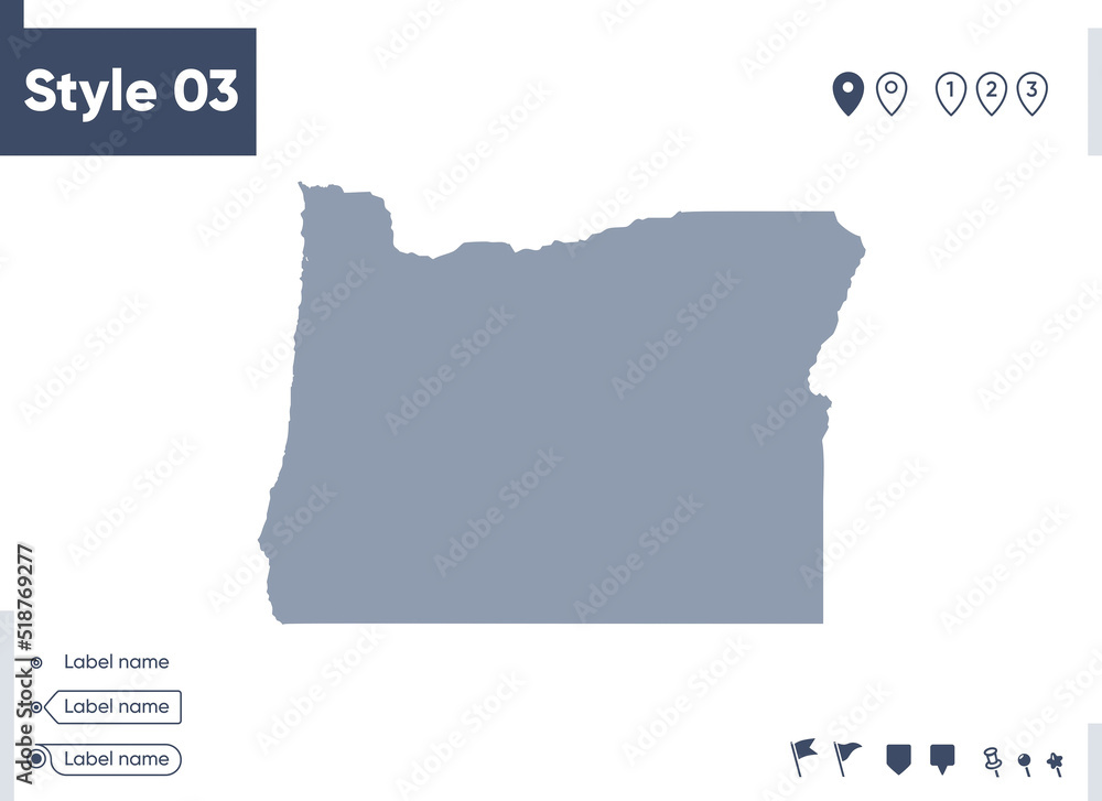 Oregon, USA - map isolated on white background. Outline map. Vector map ...