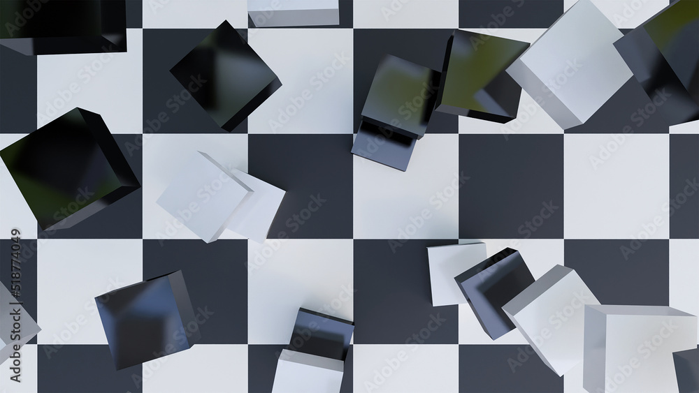 An abstract chess illustration rendered with blocks. Thinking and ...