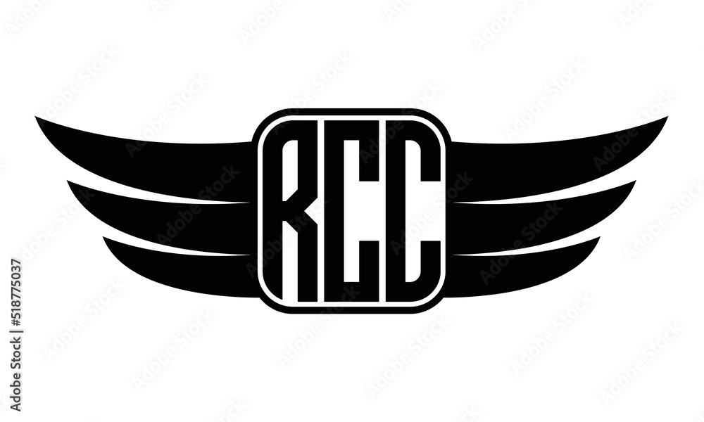 RCC three Letter Wings Flying Initial wing symbol minimalist creative ...