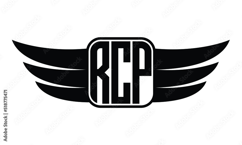 RCP three Letter Wings Flying Initial wing symbol minimalist creative ...