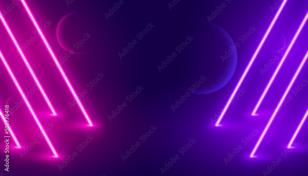 beam of neon glowing light rods stage background Stock Vector | Adobe Stock