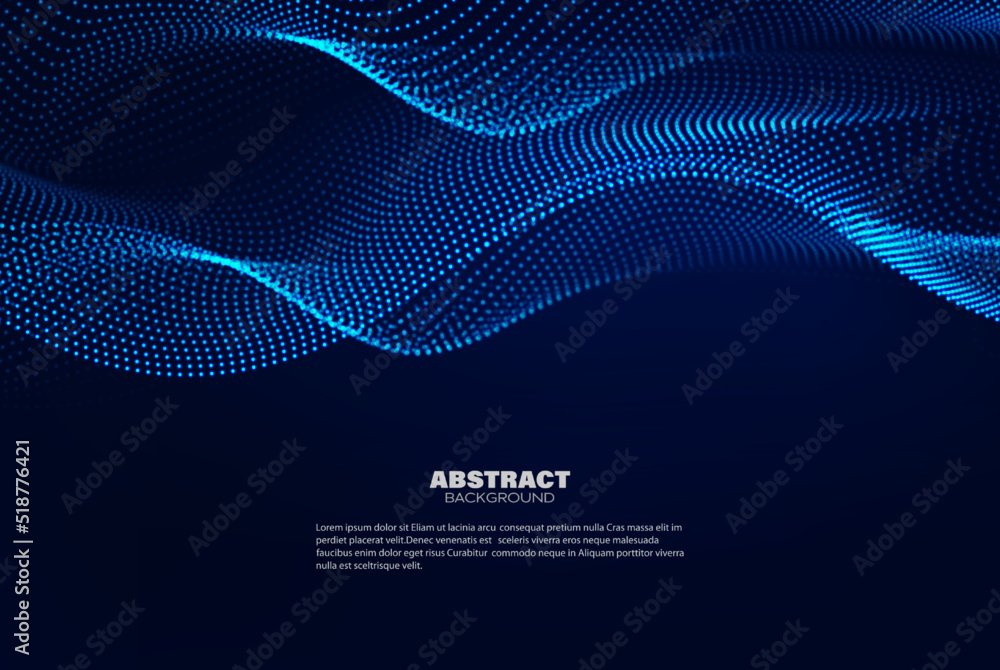 Dynamic blue particle wave. Abstract sound visualization. Digital ...