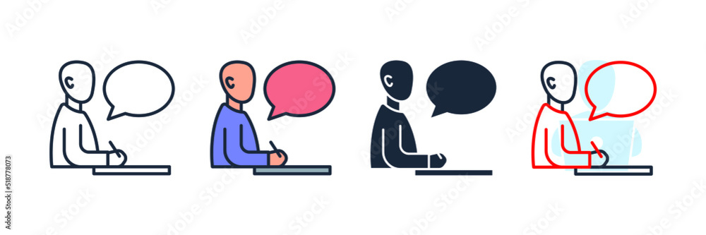 interview icon logo vector illustration. Conference symbol template for ...