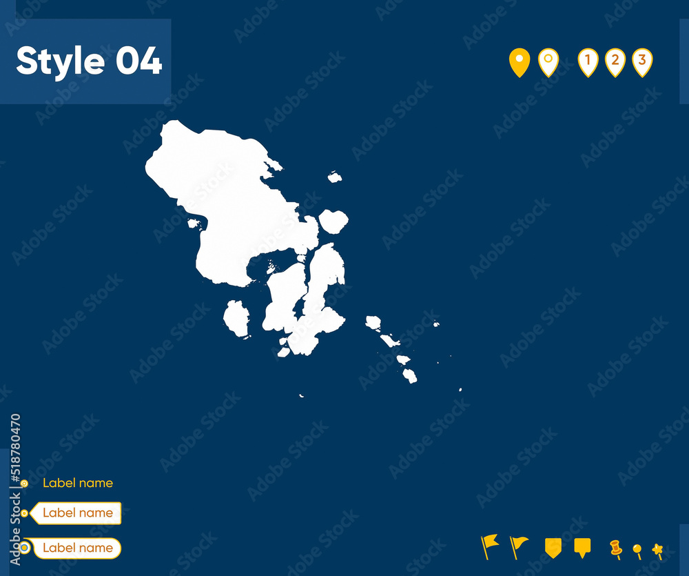 Southeast Sulawesi, Indonesia - map isolated on blue background ...