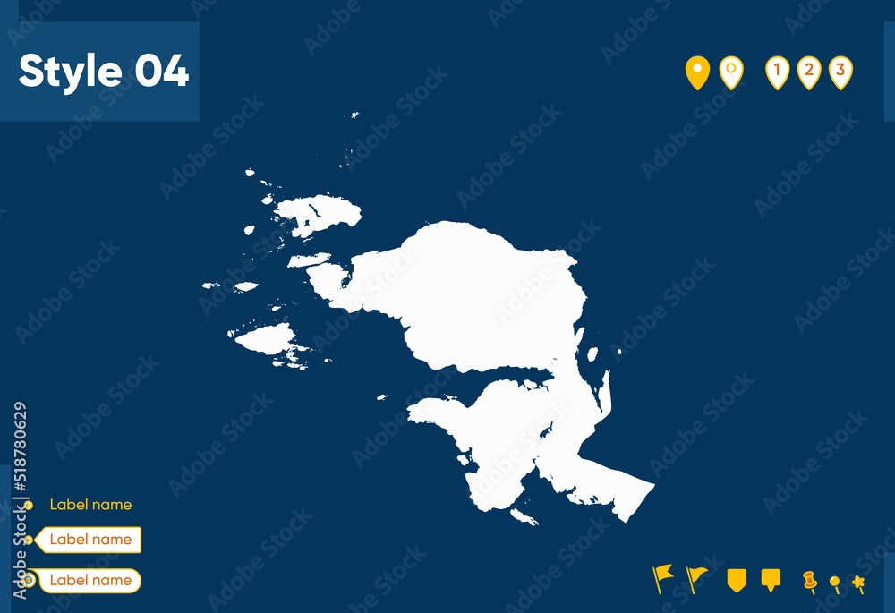 West Papua, Indonesia - map isolated on blue background. Outline map ...