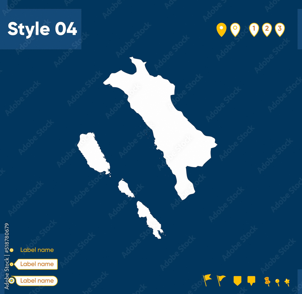 West Sumatra, Indonesia - map isolated on blue background. Outline map ...