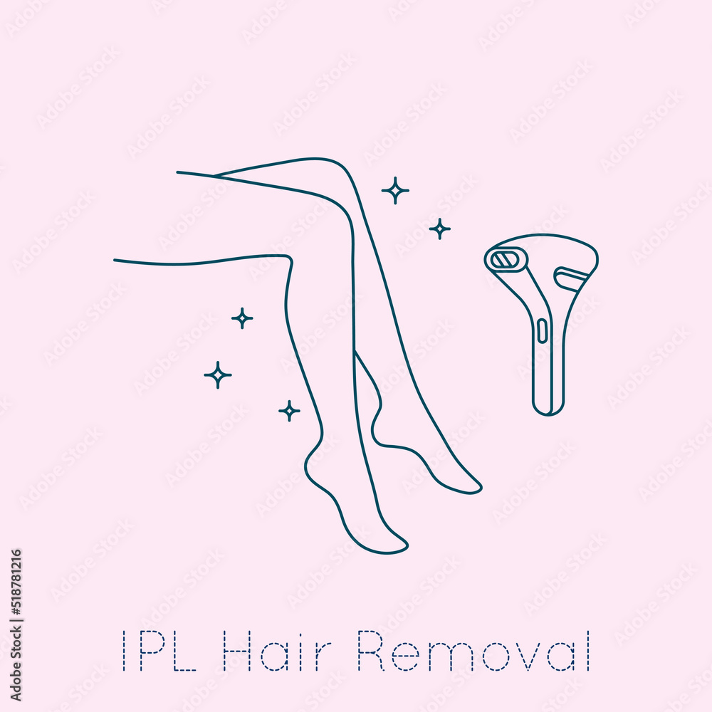IPL Hair Removal device cosmetology procedure concept. Legs silhouette ...