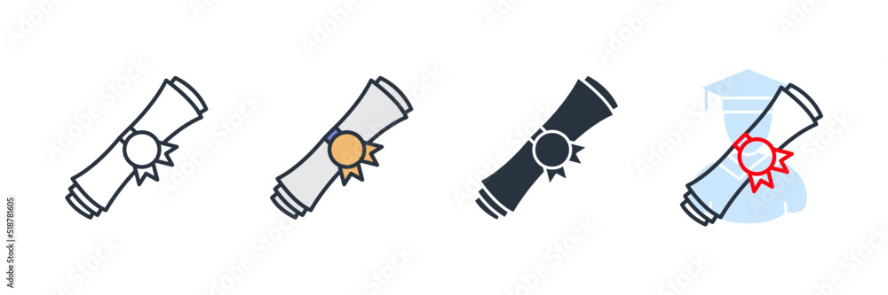 diploma icon logo vector illustration. Certificate symbol template for ...