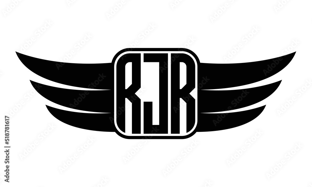 Vetor de RJR three Letter Wings Flying Initial wing symbol minimalist ...