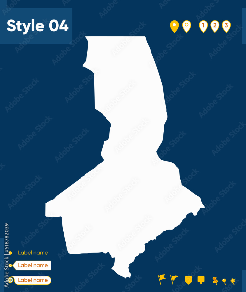 Turkistan, Kazakhstan - map isolated on blue background. Outline map ...