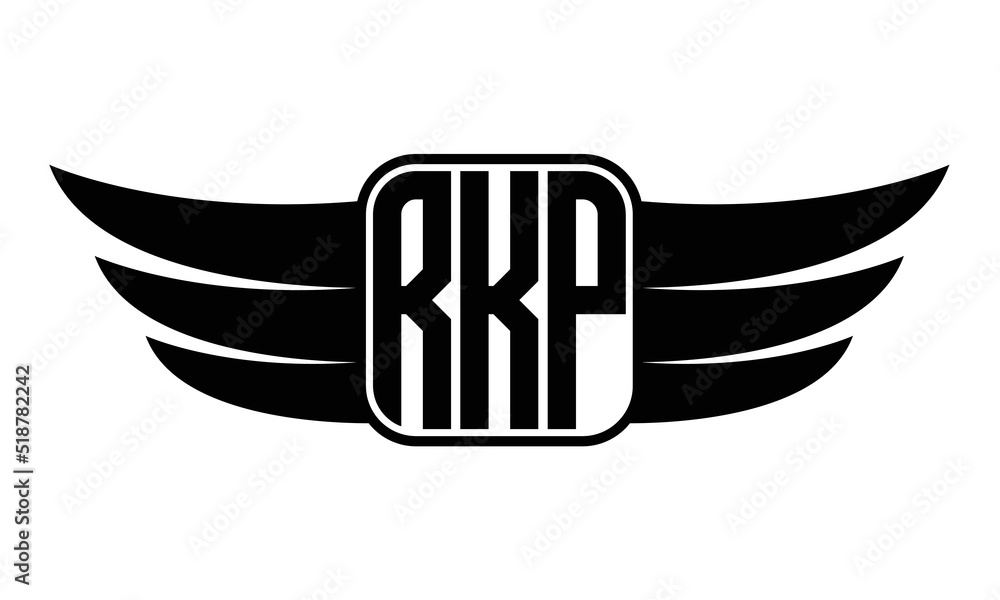 RKP three Letter Wings Flying Initial wing symbol minimalist creative ...