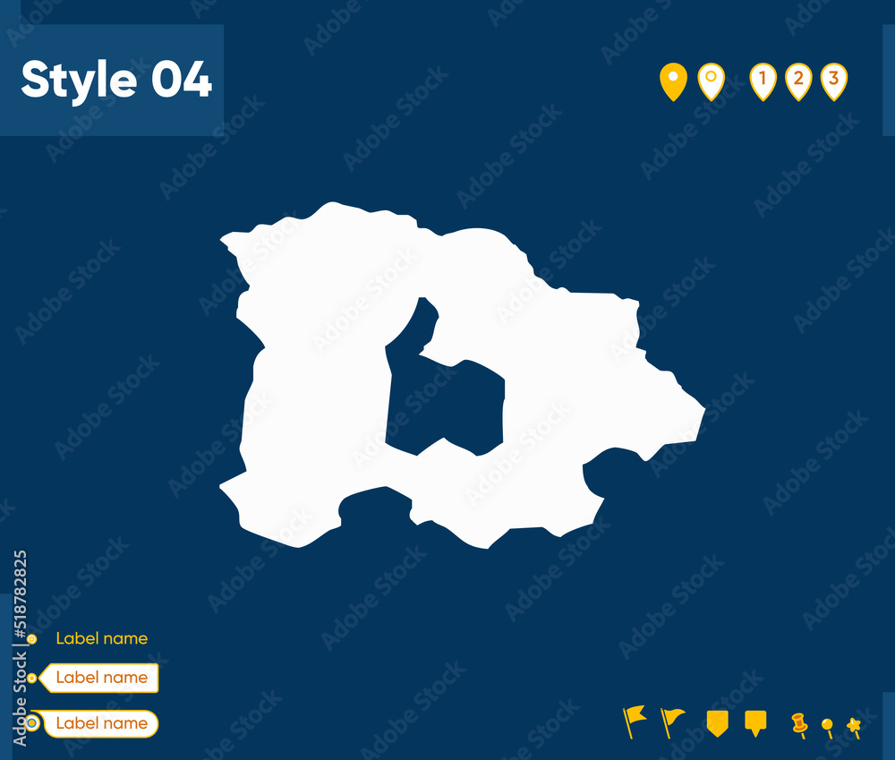 Selenge, Mongolia - map isolated on blue background. Outline map ...