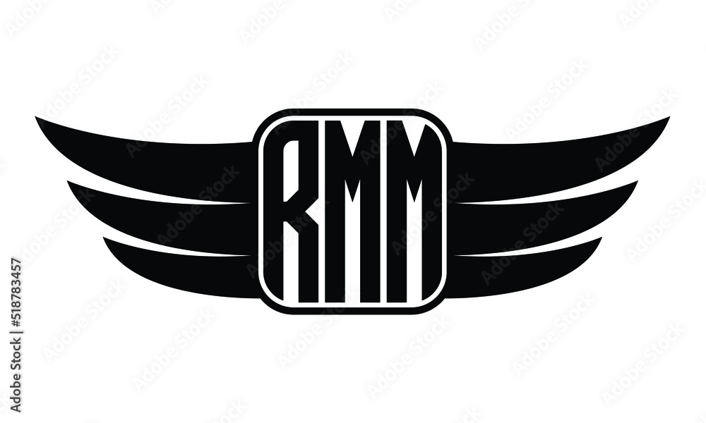 RMM three Letter Wings Flying Initial wing symbol minimalist creative ...