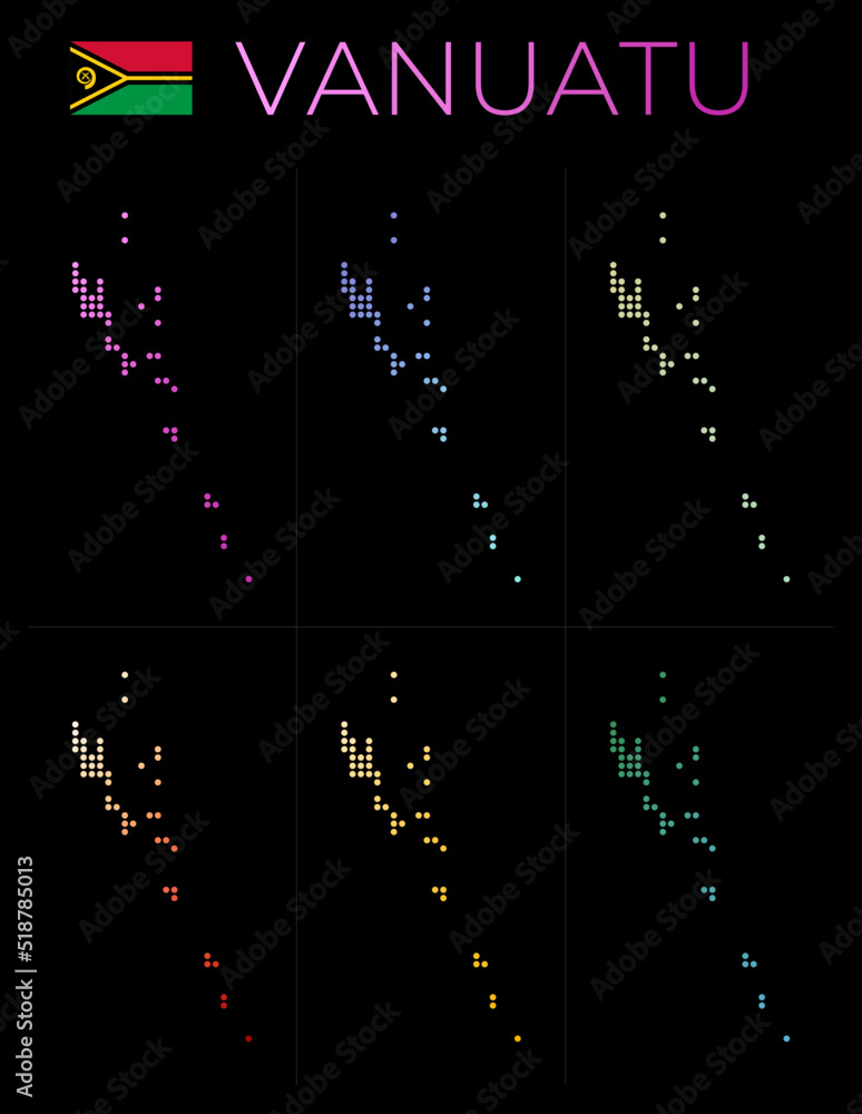 Vanuatu dotted map set. Map of Vanuatu in dotted style. Borders of the ...