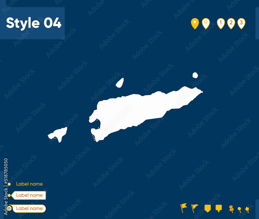 Timor Leste - map isolated on blue background. Outline map. Vector map ...