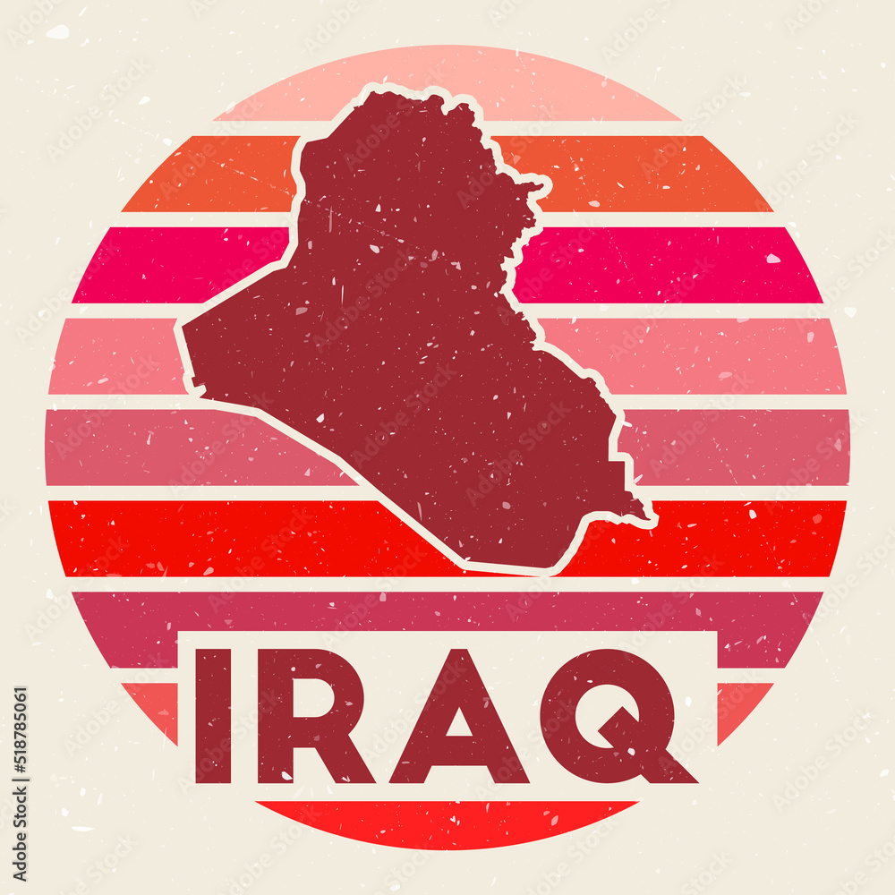 Republic of Iraq logo. Sign with the map of country and colored stripes ...